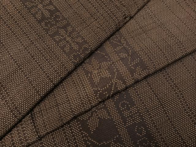 平和屋着物●上質な紬　花唐草間道　正絹　逸品　AABB7279ph