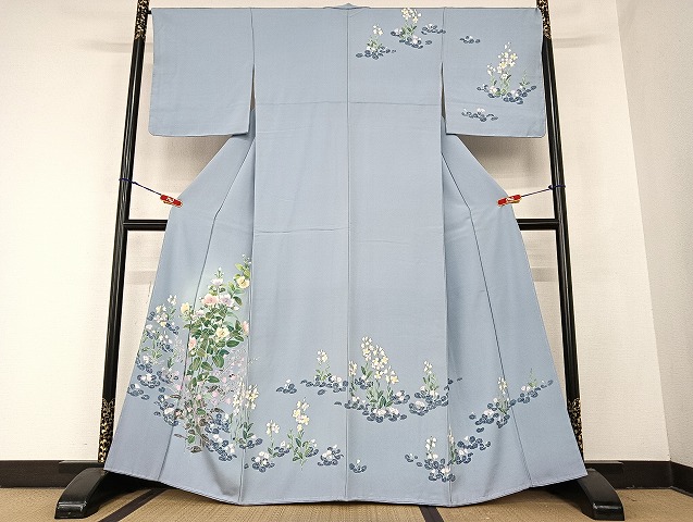 平和屋着物●訪問着　友禅　草花文　暈し染め　正絹　逸品　未使用　AABB0359zg