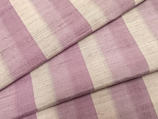 平和屋着物▽上質な紬　単衣　縞　正絹　逸品　AABB2326fy