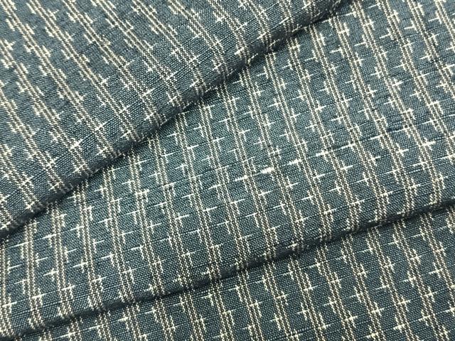 平和屋着物▽上質な紬　単衣　十字絣　縞　正絹　逸品　AABB2320fy
