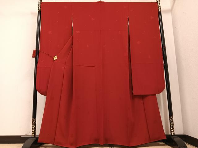 平和屋着物●世界的ファッションデザイナー　山本寛斎　kansaiブランド　振袖　色無地　草花地紋　紅海老茶色　正絹　逸品　AABB8201ph