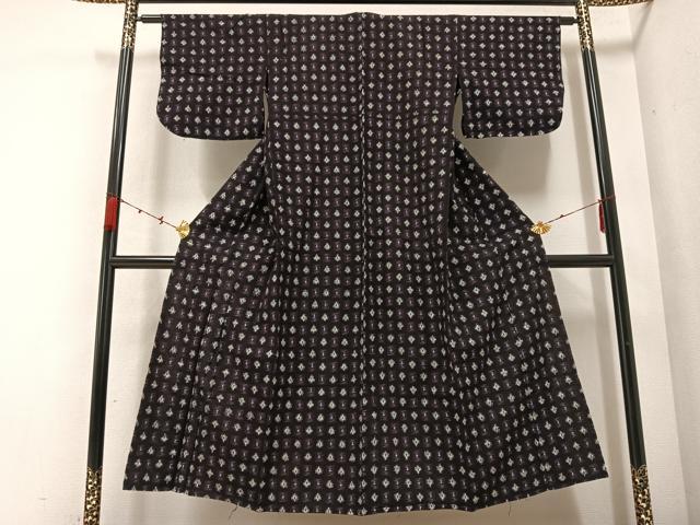 平和屋着物●久留米絣　単衣　幾何学文様　綿　逸品　AABB8222ph 平和屋着物○久留米絣 単衣 幾何学文様 綿 逸品 AABB8222ph