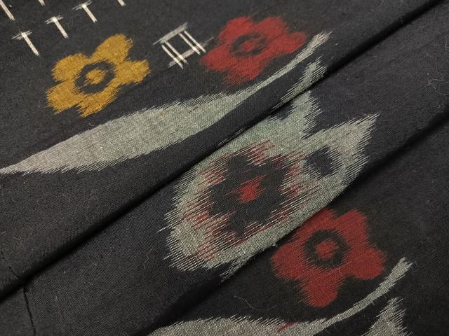 平和屋着物●久留米絣　単衣　草花文　綿　逸品　AABB8223ph