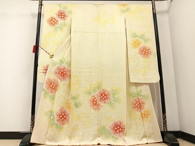 平和屋着物●豪華振袖　総絞り　草花文　正絹　逸品　AABC0645ph