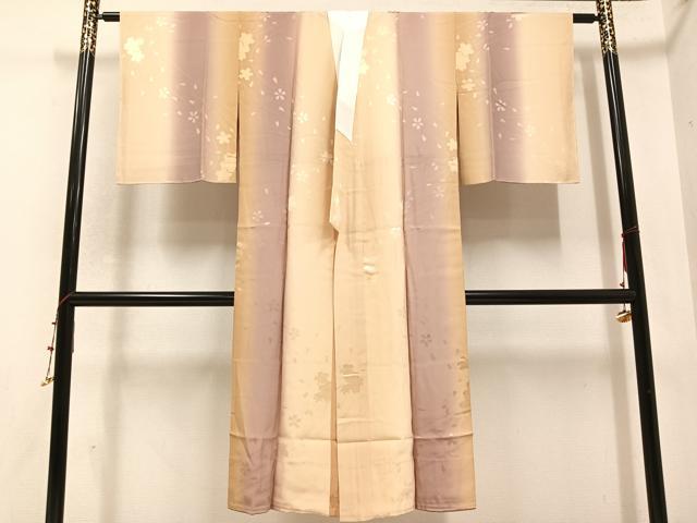平和屋着物●長襦袢　袷　桜地紋　暈し染め　さが美扱い　正絹　逸品　未使用　AABC0679ph