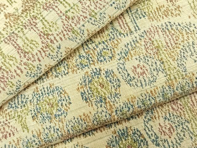 平和屋着物▽上質な紬　単衣　幾何学文様　正絹　逸品　AABC0353fy