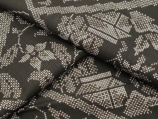 平和屋着物●本場大島紬　7マルキ　風景草花文　正絹　逸品　CAAX3100th