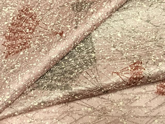 平和屋着物▽上質な小紋　単衣　扇面文　正絹　逸品　AABC0454fy