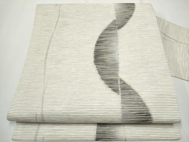 平和屋着物●九寸名古屋帯　幾何学文　金糸　正絹　逸品　CAAY9944hy