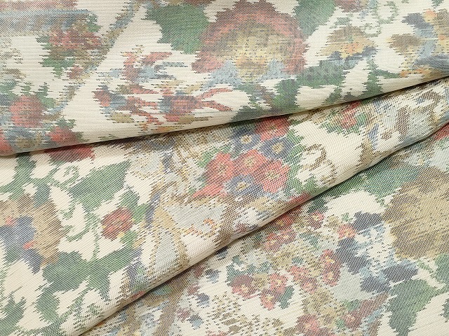 平和屋着物●本場大島紬　白大島　更紗花唐草文　総絣　正絹　逸品　CAAZ1098vf