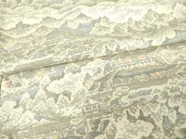 平和屋着物●上質な紬　風景樹林文　正絹　逸品　DAAX3792az