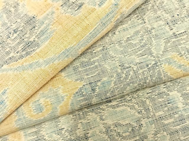 平和屋着物▽上質な紬　単衣　花唐草文　正絹　逸品　AABC0587fy