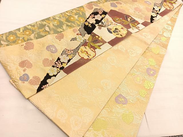 平和屋着物●両面　六通柄袋帯　唐織　徳川伝承文　金銀糸　正絹　逸品　BAAV5521hv
