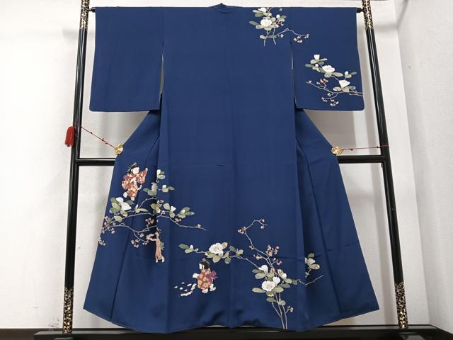 平和屋着物●訪問着　友禅　女人枝花文　正絹　逸品　AABC4478ph