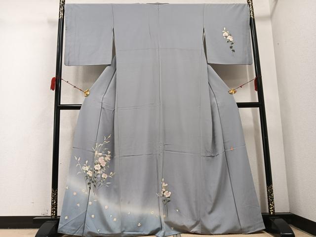 平和屋着物●本加賀友禅作家　南克治　訪問着　枝花文　正絹　逸品　AABC4479ph