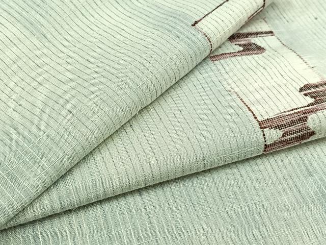 平和屋着物▽上質な紬　単衣　短冊流水文　正絹　逸品　AABC7506jh