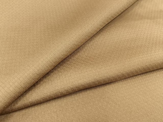 平和屋着物▽お召　単衣　白茶色　正絹　逸品　AABC8682jh