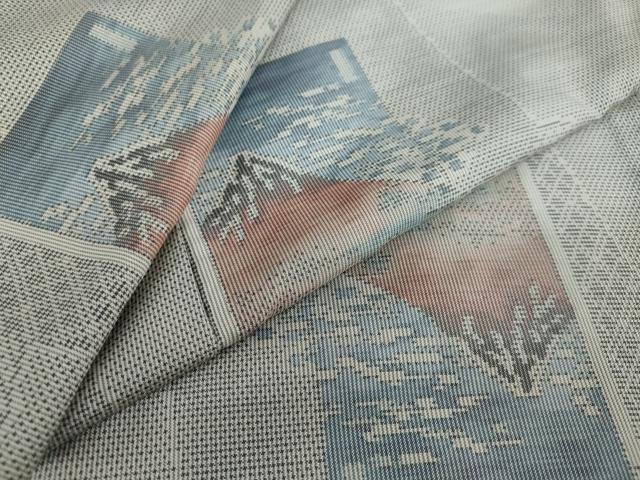 平和屋着物●本場大島紬　白大島　７マルキ　総絣　色紙重ね風景文　ロング丈　正絹　逸品　DAAY5598ud