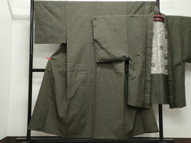 平和屋着物●男性　紬　アンサンブル　涅色　正絹　逸品　CAAZ8081vf