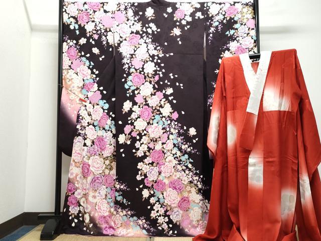 平和屋着物●豪華振袖・長襦袢セット　刺繍　ラインストーン　舞花文　金銀彩　正絹　逸品　CAAZ8085vf