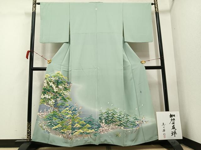 平和屋着物●本加賀友禅作家　奥田勝将　色留袖　松竹梅　暈し染め　色紙付き　正絹　逸品　AABC8066ph