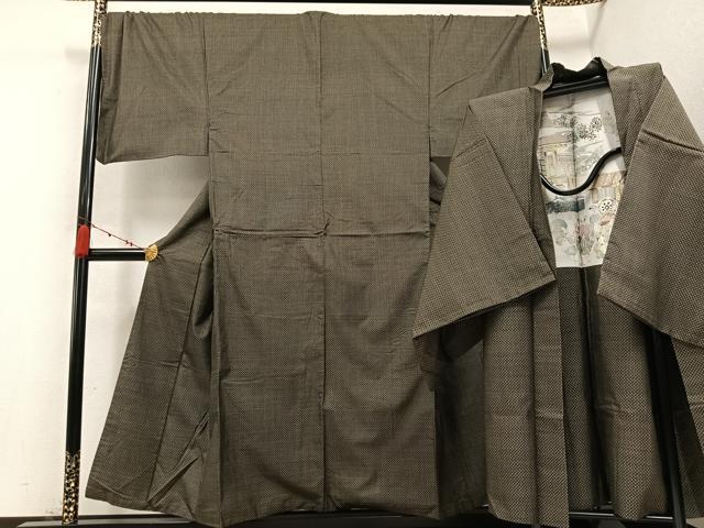 平和屋着物●男性　本場大島紬　アンサンブル　割り込み絣　正絹　逸品　AABC8058ph