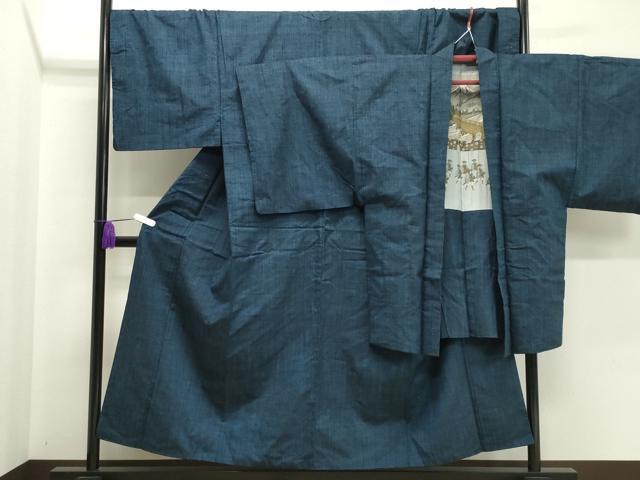 平和屋着物●男性　紬　アンサンブル　霞文　褐返色　キングサイズ　正絹　逸品　CAAY8364gh