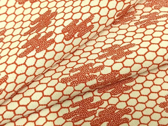 平和屋着物▽上質な小紋　単衣　幾何学文様　正絹　逸品　AABC3923fy