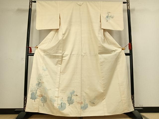 平和屋着物▽訪問着　単衣　紬地　樹林文　大丸扱い　正絹　逸品　未使用　AABC4056fy