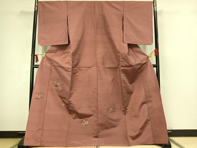 平和屋着物▽京の名門・菱屋六右ェ門　紬　訪問着　単衣　草花文　正絹　逸品　未使用　AABC4071fy