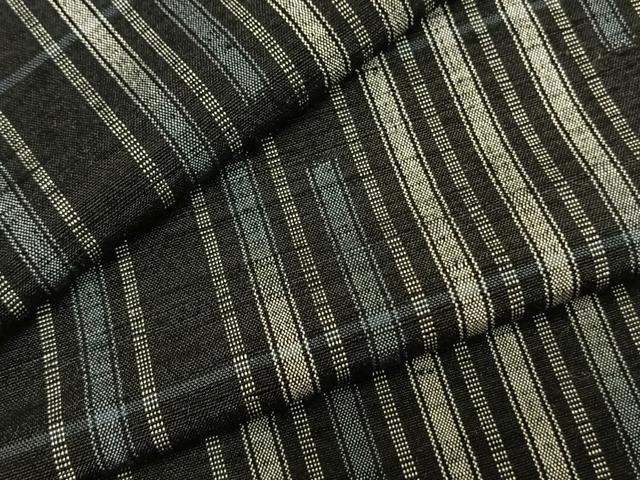 平和屋着物▽上質な紬　単衣　抽象文様　正絹　逸品　AABC4059fy