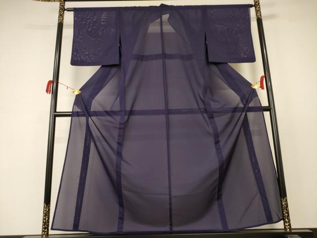 平和屋着物＊夏物　色無地　絽　黒紅色　洗える着物　AABC9421jd