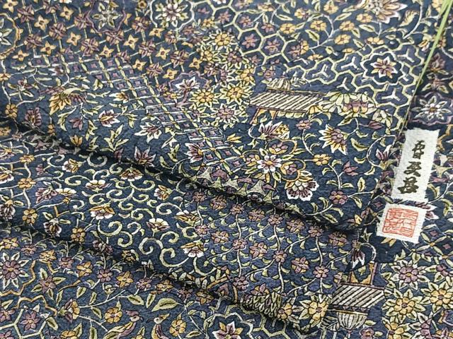 平和屋着物●二代目更甚　江戸更紗　小紋　雲取り更紗風景文　正絹　逸品　BAAV6962yc