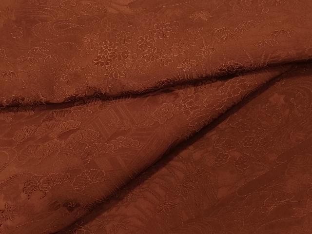 平和屋着物●上質な色無地　風景草花地紋　錆色　正絹　逸品　CAAZ8208vf