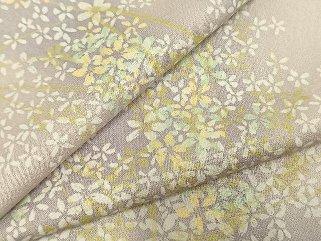 平和屋着物▽上質な小紋　単衣　草花文　暈し染め　正絹　逸品　AABC4100fy