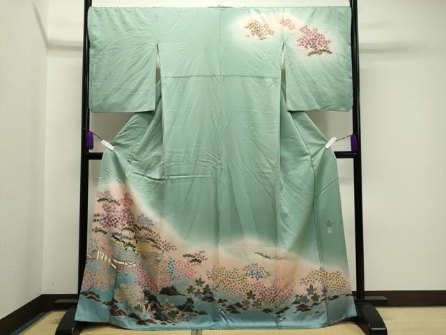 平和屋着物●染色作家　おだに武士　訪問着　風景文　暈し染め　正絹　逸品　CABA1257gh