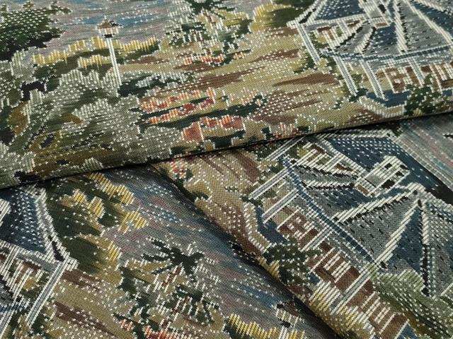 平和屋着物●都喜ヱ門　本場大島紬　7マルキ　総絣　風景文　藤絹織物謹製　正絹　逸品　CABA1283gh