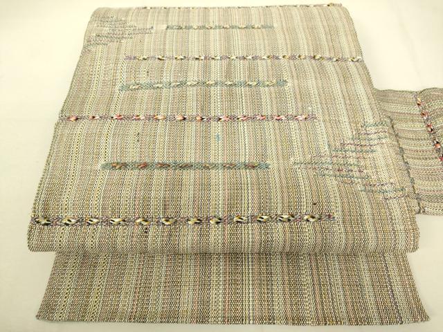 平和屋着物●太鼓柄袋帯　横段文　金糸　正絹　逸品　DAAX8460du