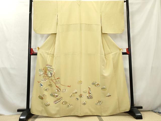 平和屋着物●豪華色留袖　作家物　貝桶吉祥花文　金彩　反端付き　正絹　逸品　AABC9612cs