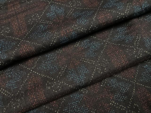 平和屋着物●本場結城紬　重要無形文化財　80亀甲　花尽し　正絹　逸品　AABD3423ph