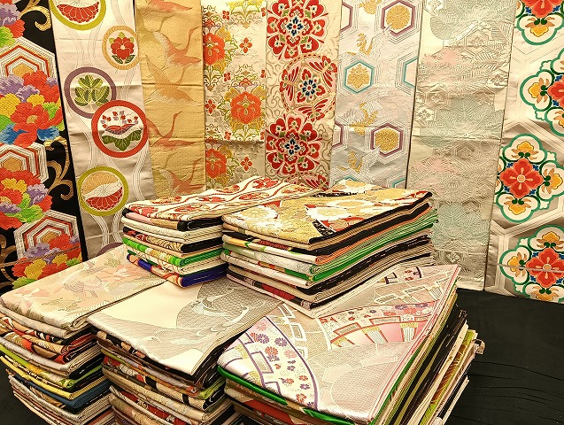 平和屋着物■袋帯 西陣 まとめて100点 鳳凰 鶴 尾長鳥 向かい蝶 更紗 花柄 宝相華 佐賀錦 金銀糸など 未使用品あり 全て正絹 mmm006