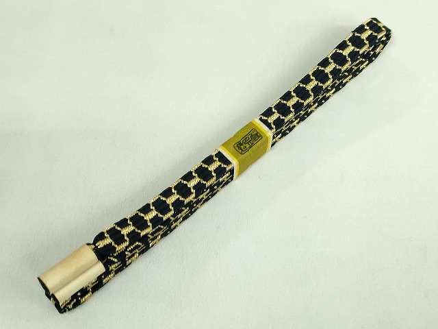 平和屋本店■極上 有職組紐道明 帯締め 亀甲組 濃い紺色地 金糸 宮内庁御用 国立博物館御用 東京芸術大学御用 逸品 未使用 DZAA11389kh5