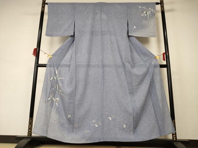 平和屋着物＊夏物　訪問着　絽　笹竹文　暈し染め　銀彩　正絹　逸品　AABD3378jd