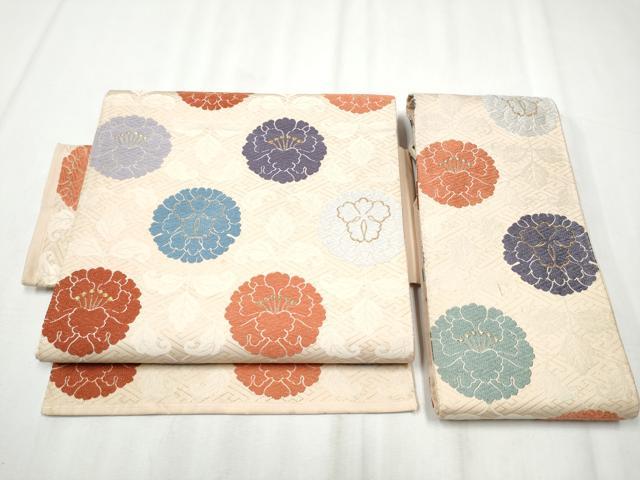 平和屋着物●つけ帯　加良織錦　草花文　本金箔　正絹　逸品　CABA1120hy