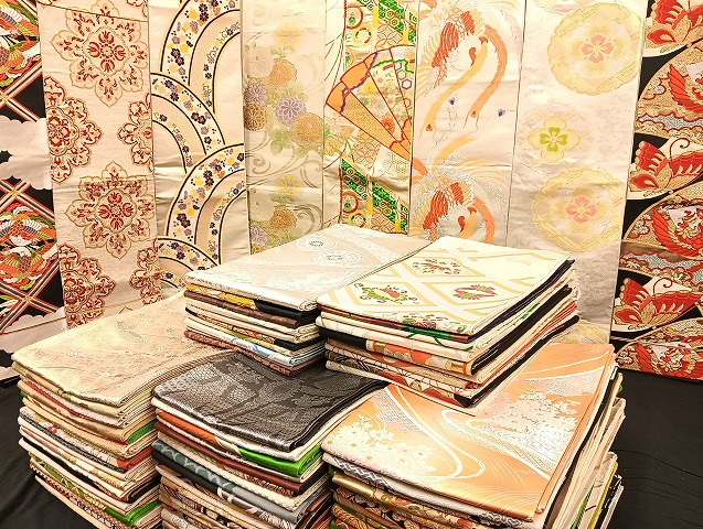 平和屋着物■袋帯 西陣 まとめて100点 向かい鳳凰 向かい鶴 尾長鳥 蝶 花柄 七宝 佐賀錦 金銀糸 など 未使用品あり 全て正絹 mmm039