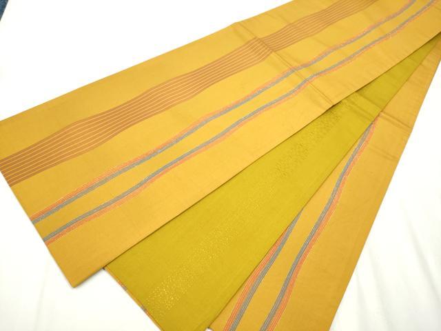 平和屋着物●本場筑前博多織　両面　全通柄袋帯　献上　山吹茶色　正絹　逸品　CABA1157hy