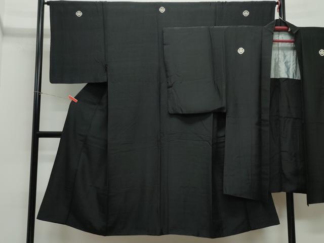 平和屋着物●男性　黒紋付　羽織セット　正絹　逸品　CAAZ8377vf