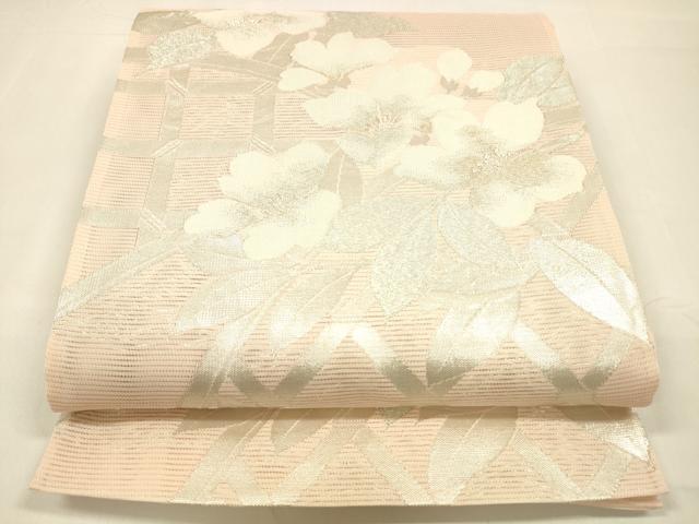 平和屋着物＊夏物　六通柄袋帯　草花文　銀糸　正絹　逸品　DAAZ4280cm