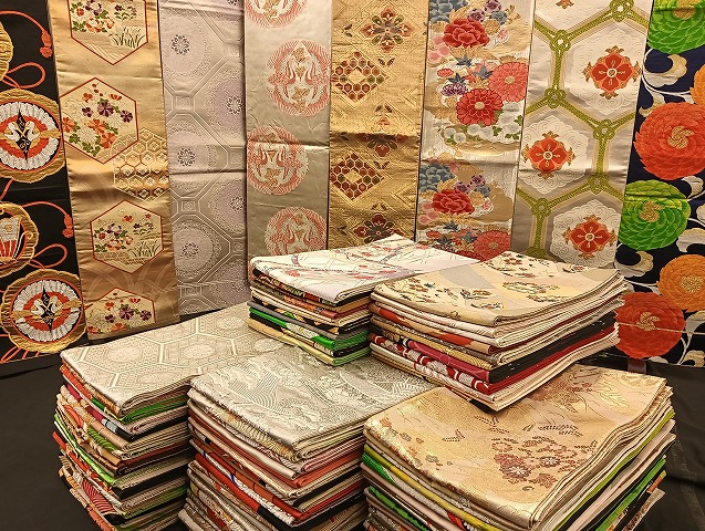 平和屋着物■袋帯 西陣 まとめて100点 向かい鶴 孔雀 人物 蝶 風景 更紗 花柄 正倉院 佐賀錦 金銀糸 など 未使用品あり 全て正絹 mmm045