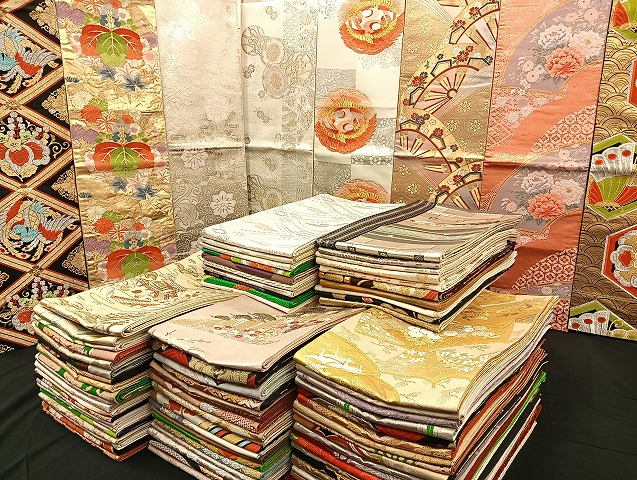 平和屋着物■袋帯 西陣 まとめて100点 向かい鳳凰 向かい鶴 人物 蝶 花柄 宝相華 正倉院 楽器 金銀糸 など 未使用品あり 全て正絹 mmm051